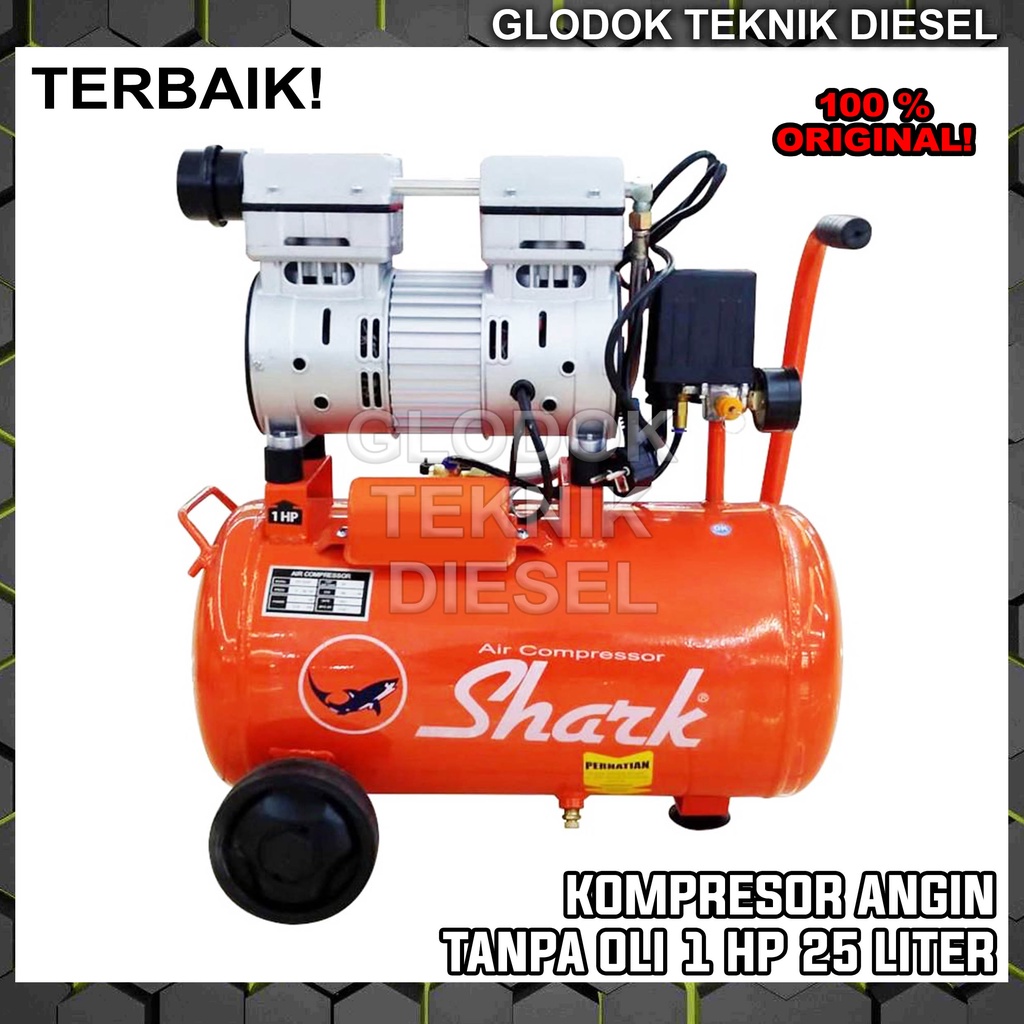 Jual SHARK Air Compressor OILLESS 1 HP 25 LITER Kompresor Angin Tanpa Oli OV 1025 OV1025 ...