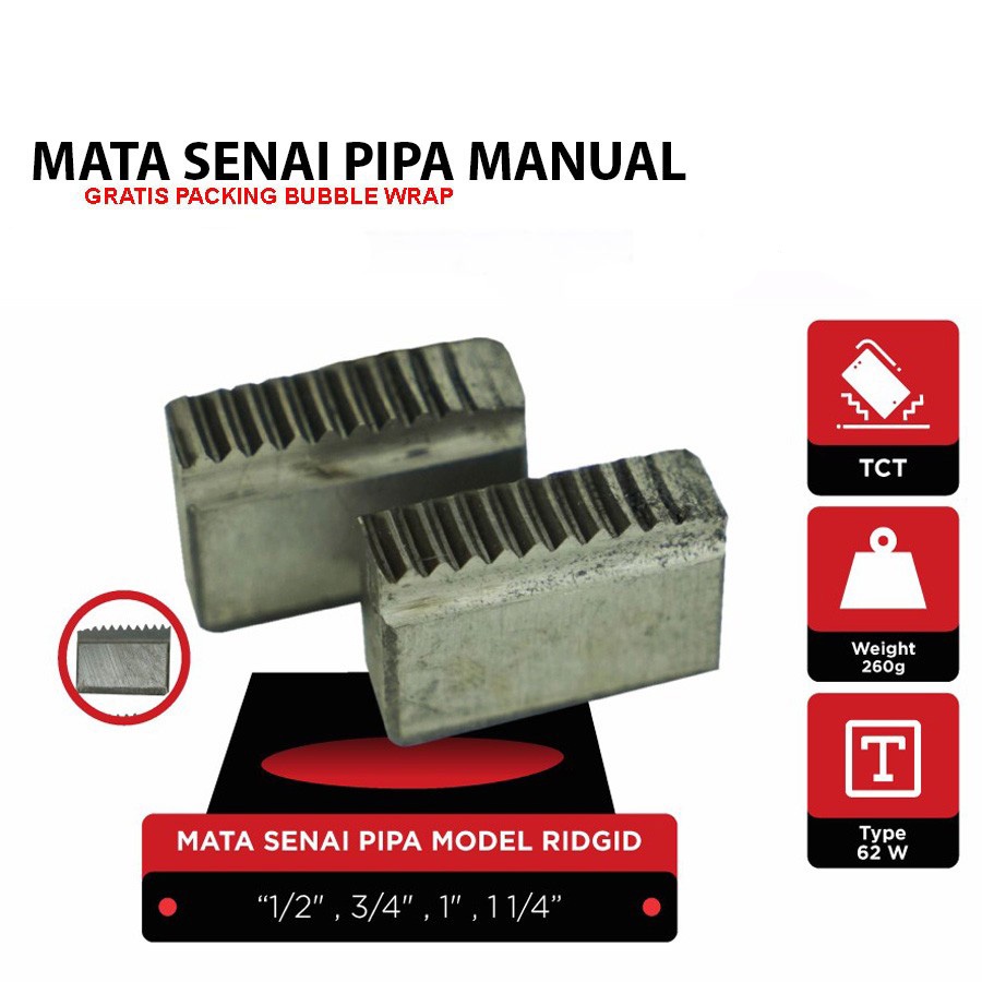 Jual Mata Senai Pipa Manual Model Ridgid 1/2", 3/4" ,1" , 1 1/4 ...