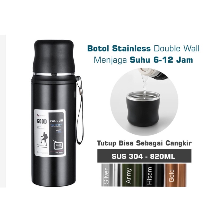 Jual Botol Minum Termos GOOD Vacuum Tumbler Tahan Air Panas&Dingin Stainless Steel 304 ,820ML ...
