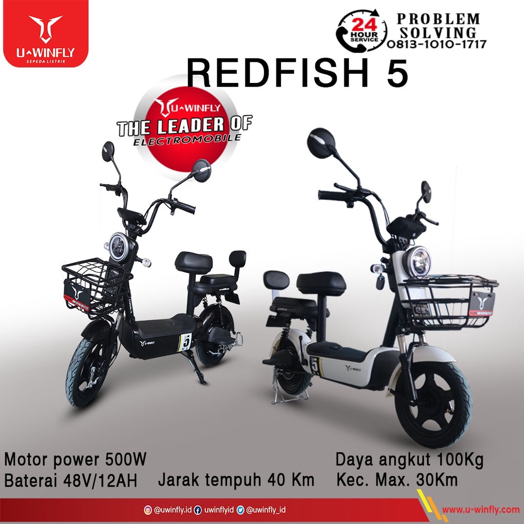Jual SEPEDA LISTRIK U^WINFLY RED FISH 5 (RF5) | Shopee Indonesia