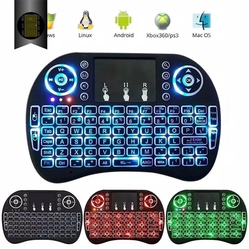 Jual Keyboard Mini Wireless Pad i8 RGB Backlight Rechargeable Air Mouse ...