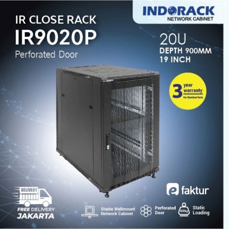 Jual Close Rack INDORACK Perforated Door Rak Server 20u Depth 900mm ...