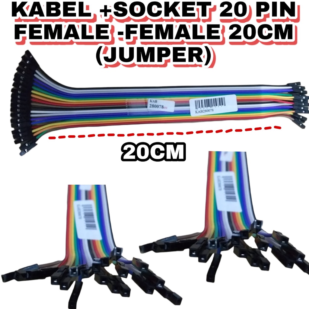 Jual KABEL +SOCKET 20 PIN FEMALE-FEMALE 20CM (JUMPER) /2PCS | Shopee ...