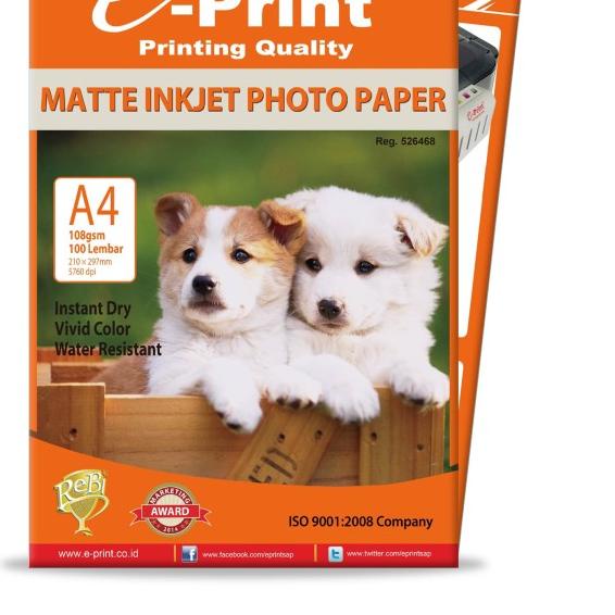 Jual Kertas Foto e-Print Matte Inkjet Paper 108gsm | Shopee Indonesia