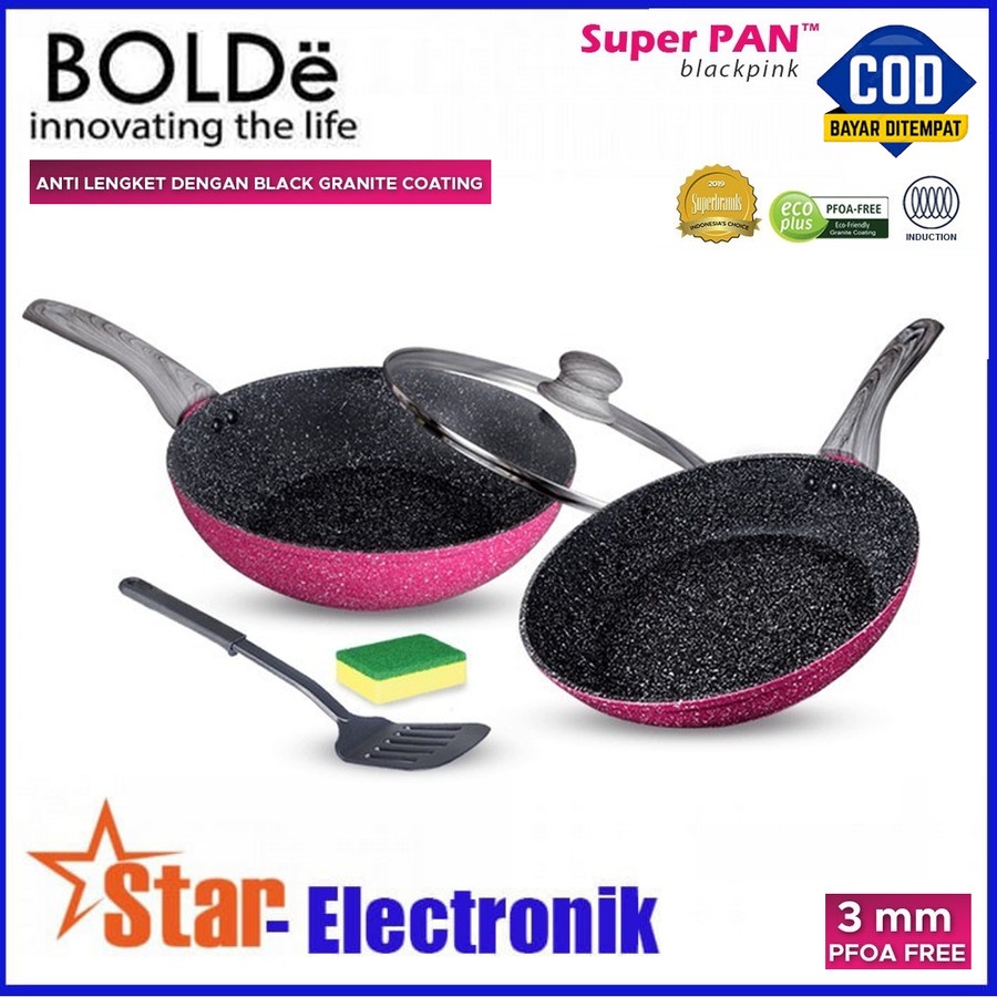 Jual BOLDe Super Pan-Bolde Cookware Set Granite - BLACK PINK SERIES ...