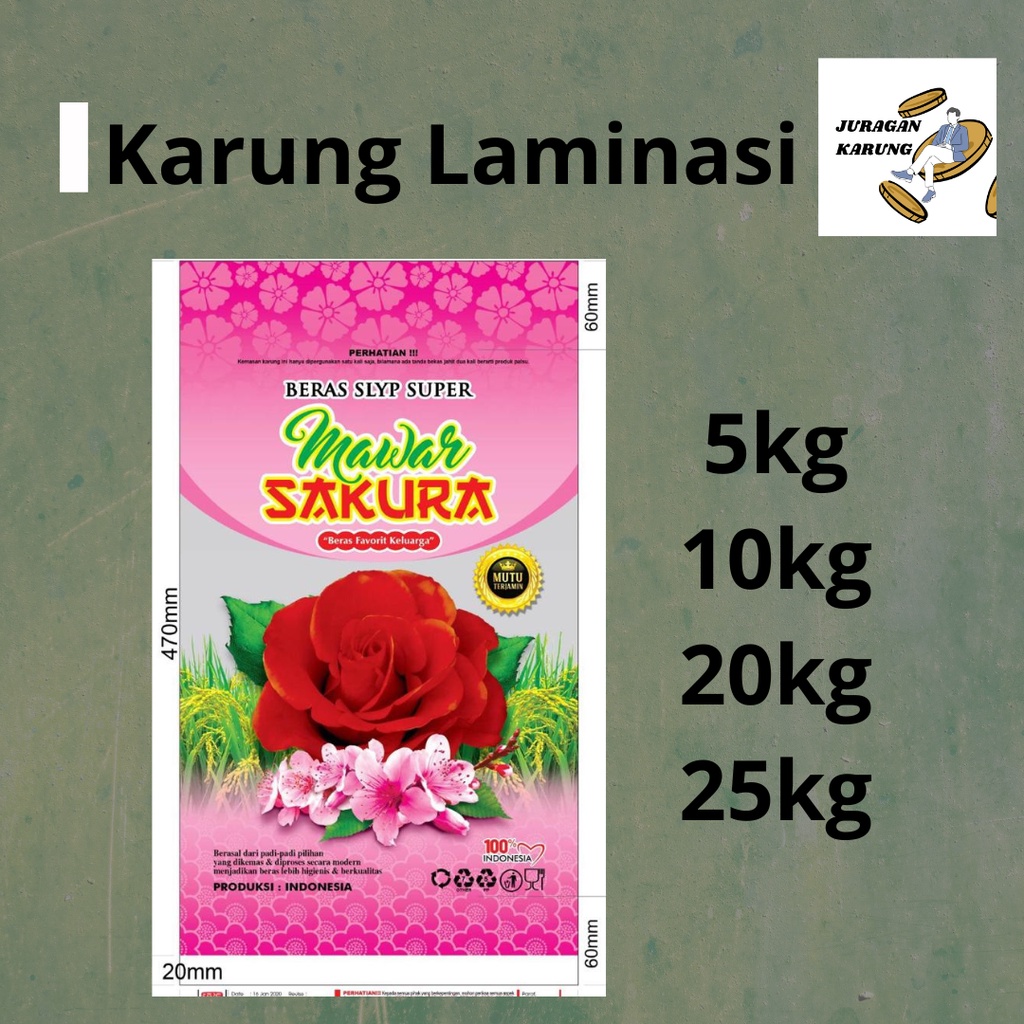 Jual Karung Laminasi Mawar Sakura Bunga Kembang Beras Super Karung ...