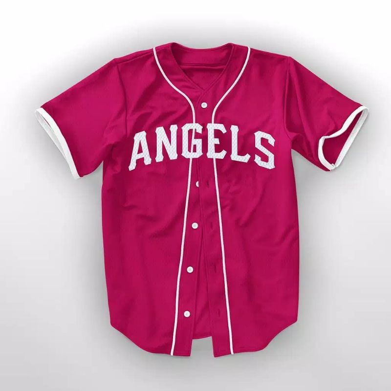 Jual kaos jersey baseball ANGELS pink premium/baju baseball/tshirt ...