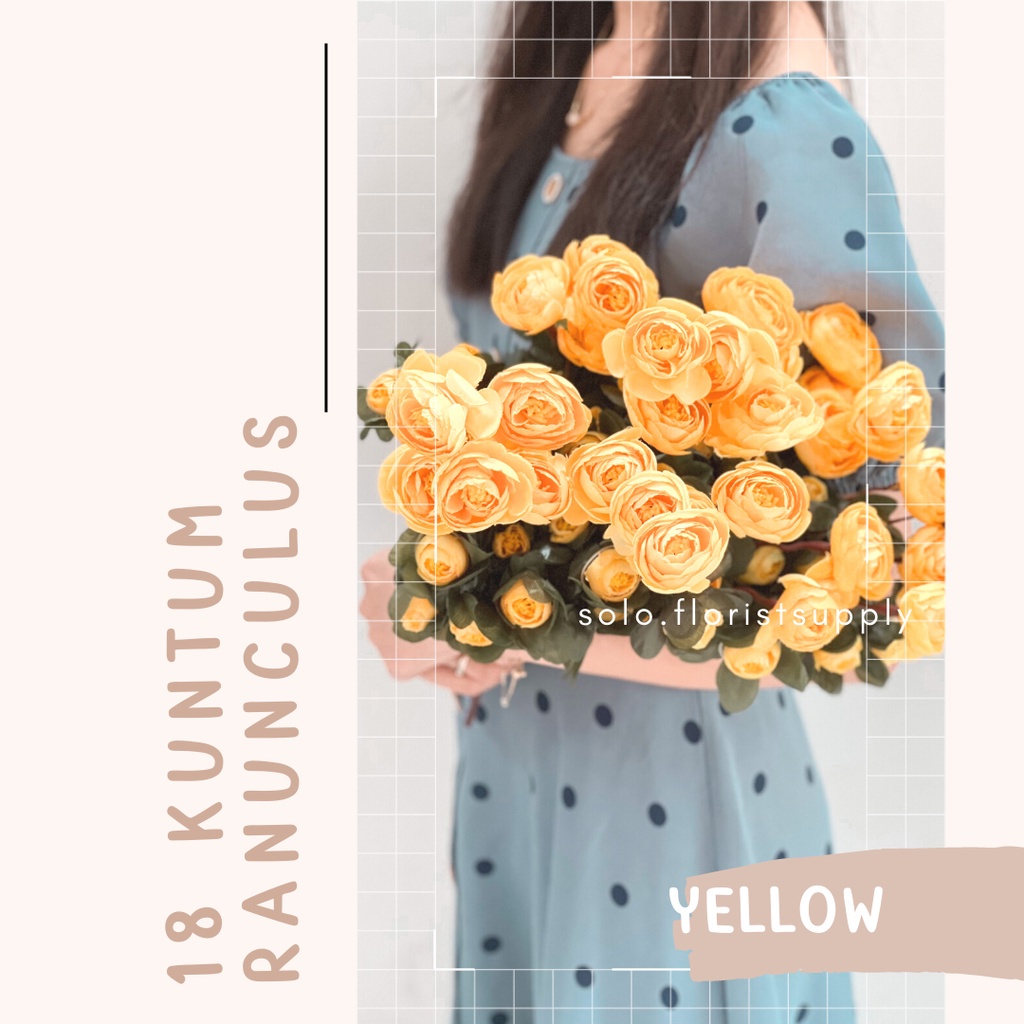 Jual [TT] 18 KUNTUM RANUNCULUS MIX COLOR mawar bulat rose artificial ...