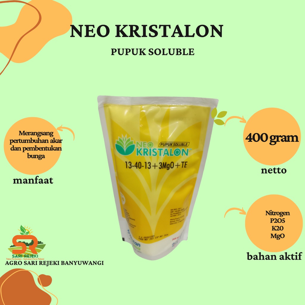 Jual PUPUK NPK NEO KRISTALON KUNING 13 - 40 - 13 + MgO + TE 400 GRAM ...