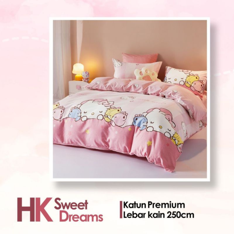 Jual SET SPREI STAR MOTIF ANAK-ANAK PEREMPUAN | SPREI MOTIF HELLO KITTY ...