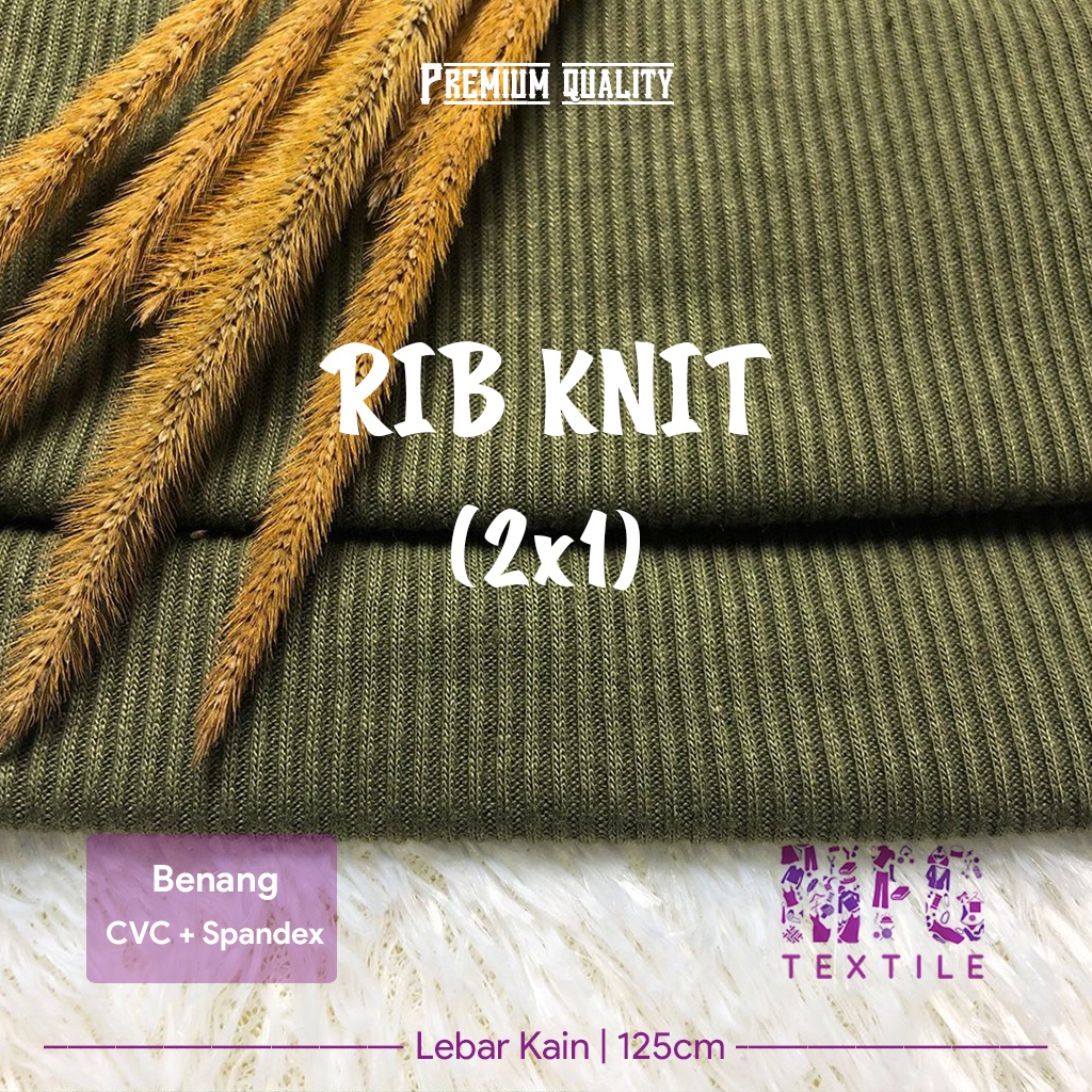 Jual MFG TEXTILE - Kain Rib Knit 2x1 (Olive Army Hijau Lumut) - Kain ...