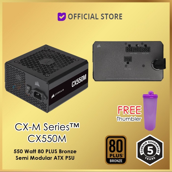Jual CORSAIR CX550M PSU ATX POWER SUPPLY 550W 550 WATT CXM CX550 M CX 550M ORIGINAL | Shopee ...