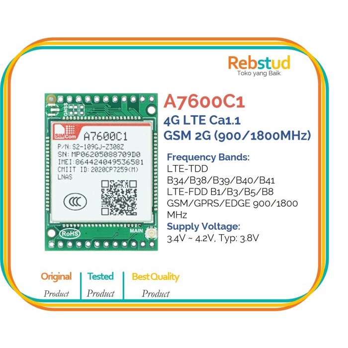 Jual 4G LTE Cat.1 GSM 2G Module Breakout IoT Module SIMcom A7600C1 - 2G/4G/GNSS | Shopee Indonesia