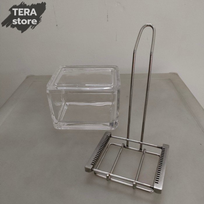 Jual staining jar deluxe 20 slide stainless rack staining dish ...