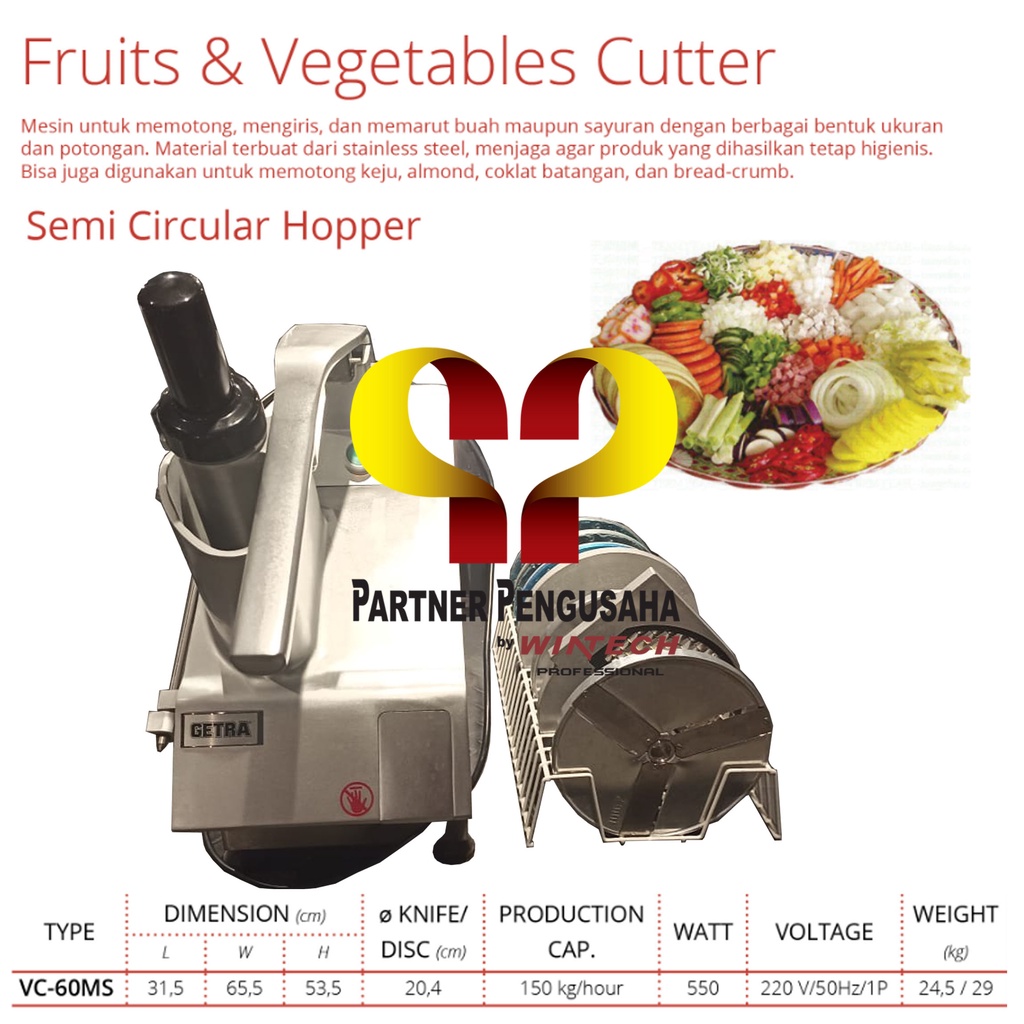 Jual GETRA VC-60MS VC-65MS Food Cutter Fruit Vegetable Cutter Mesin ...