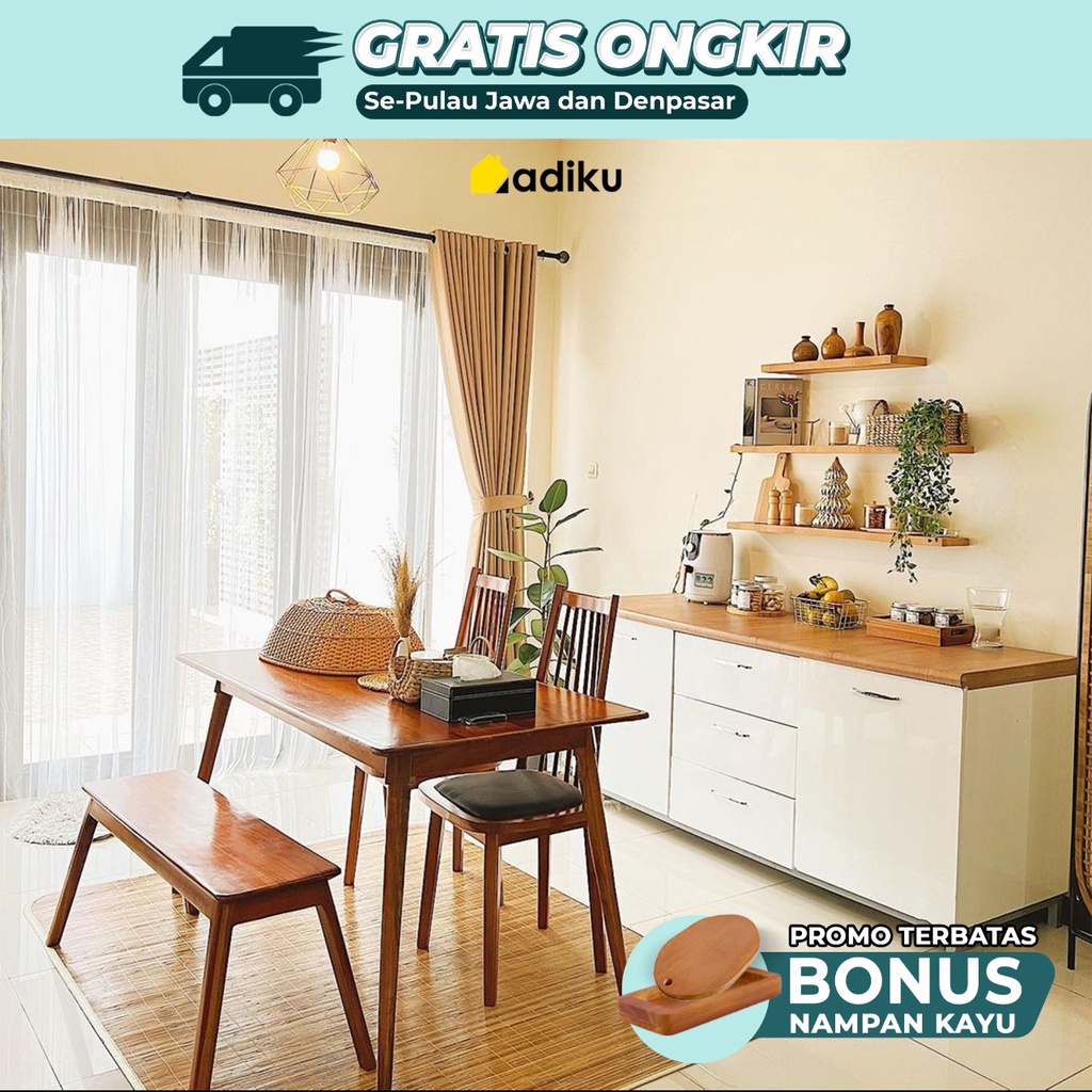Jual ADIKU.ID HOKKAIDO Meja Makan - Set Meja Makan - Mej Makan Japandi ...
