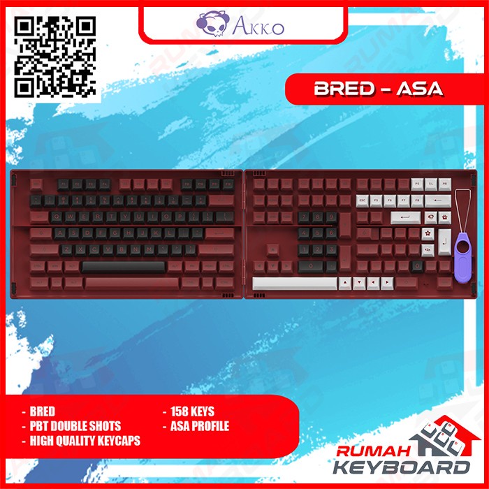 Jual KEYCAP - KEYCAPS - ASA - AKKO BRED - PBT KEYCAP SET - 158 KEY ...