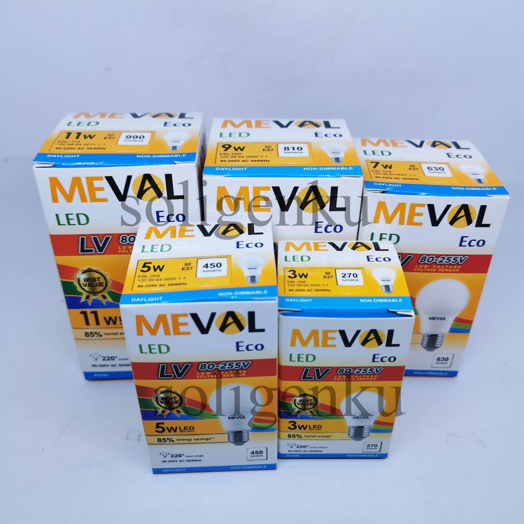 Jual Lampu Meval Led Bulb Eco LV Warna Putih 3 Watt/5Watt/7Watt/9Watt ...