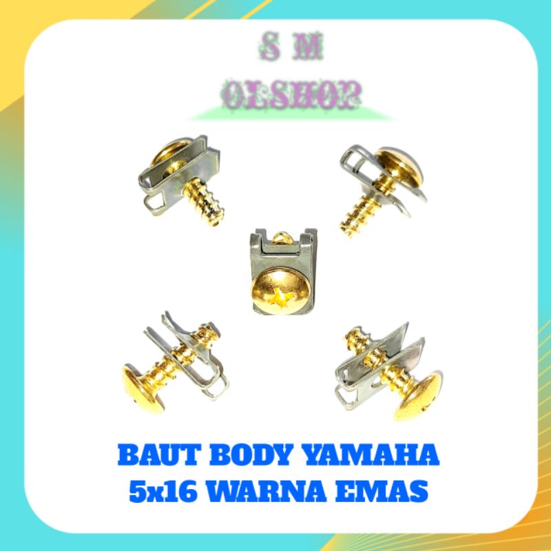 Jual 20 PCS Baut Gold Baut Klip Body Yamaha 5x16 Baut Body Motor Yamaha ...