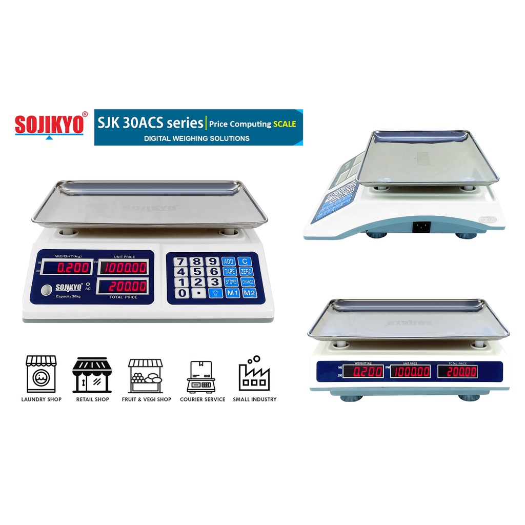Jual SOJIKYO ECO - 30ACS Timbangan Duduk Digital 30 Kg Timbangan Duduk Laundry Telur Sembako ...
