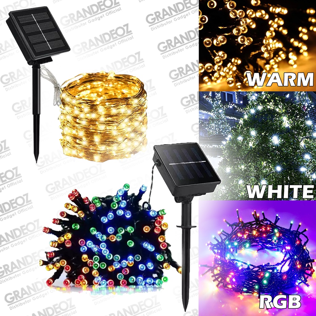 Jual Lampu Solar 22M / 12M / 10M RGB Powered Pannel 100 LED Decoration ...