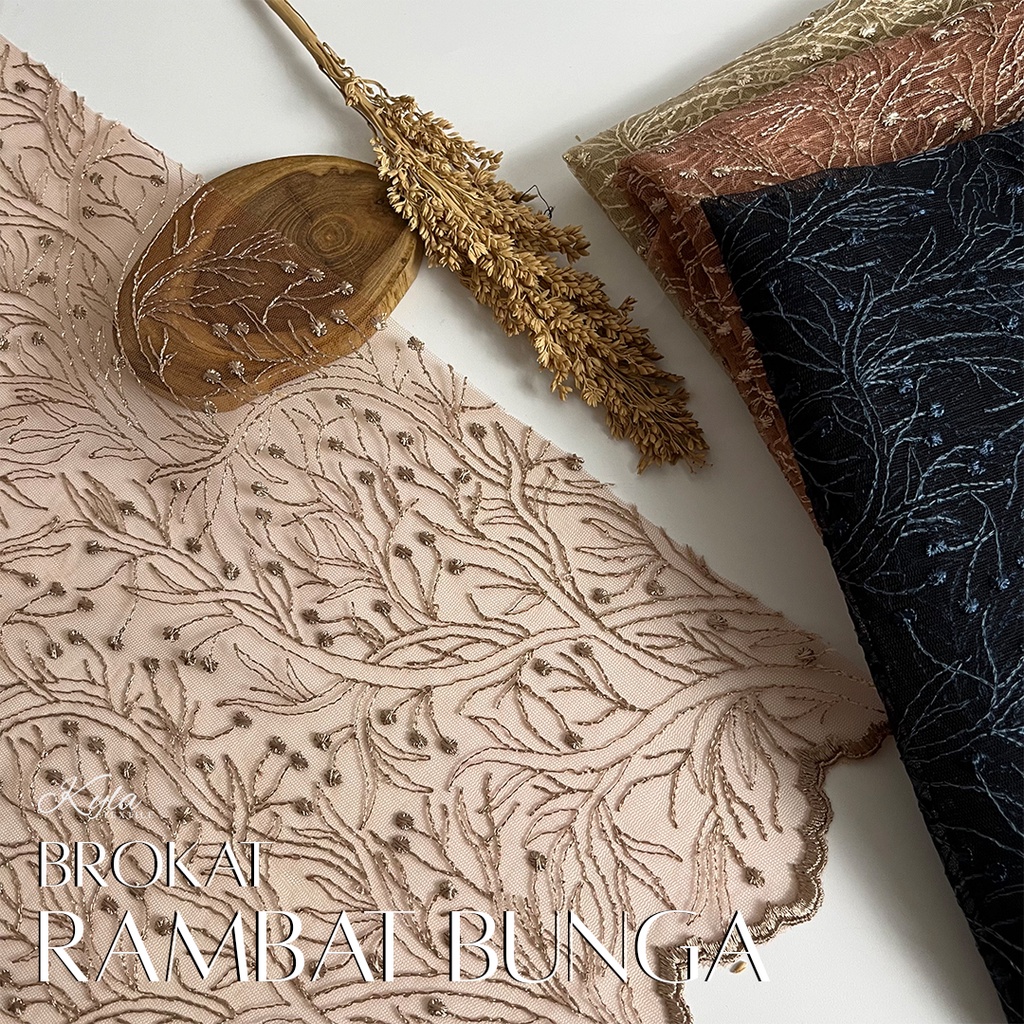 Jual 1/2 METER BROKAT TILE PRANCIS MOTIF RAMBAT BUNGA/BAHAN KEBAYA ...