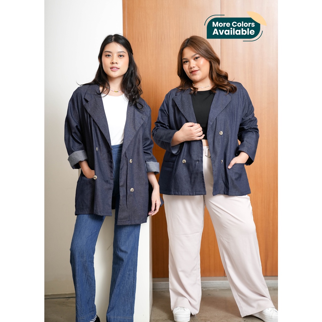 Jual Ixora Joori Blazer - Oversize Outer Denim Jeans Wanita | Shopee ...
