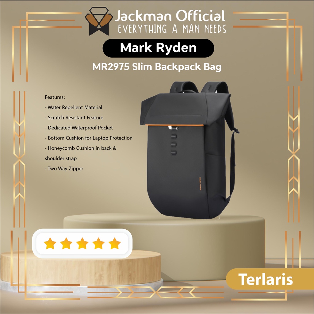 Jual MARK RYDEN MR2975 Slim Backpack Bag - Tas Ransel Laptop Anti Air | Shopee Indonesia