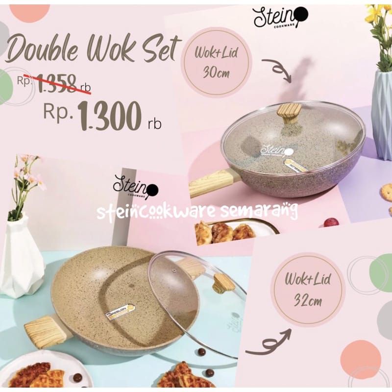 Jual Stein Cookware Double Wok Set (Wok+Lid 30cm dan 32cm) | Shopee Indonesia
