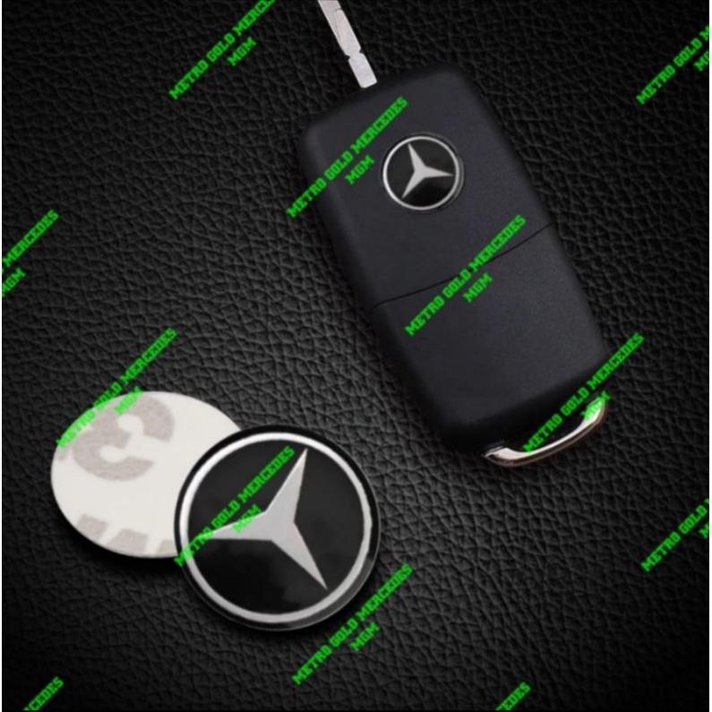 Jual Emblem Kunci Remote Alumunium Logo Mercedes Benz Mercy 14mm Bulat ...