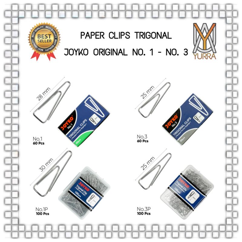 Jual YURRA - PAPER CLIP TRIGONAL JOYKO KLIP PENJEPIT KERTAS SEGITIGA ...