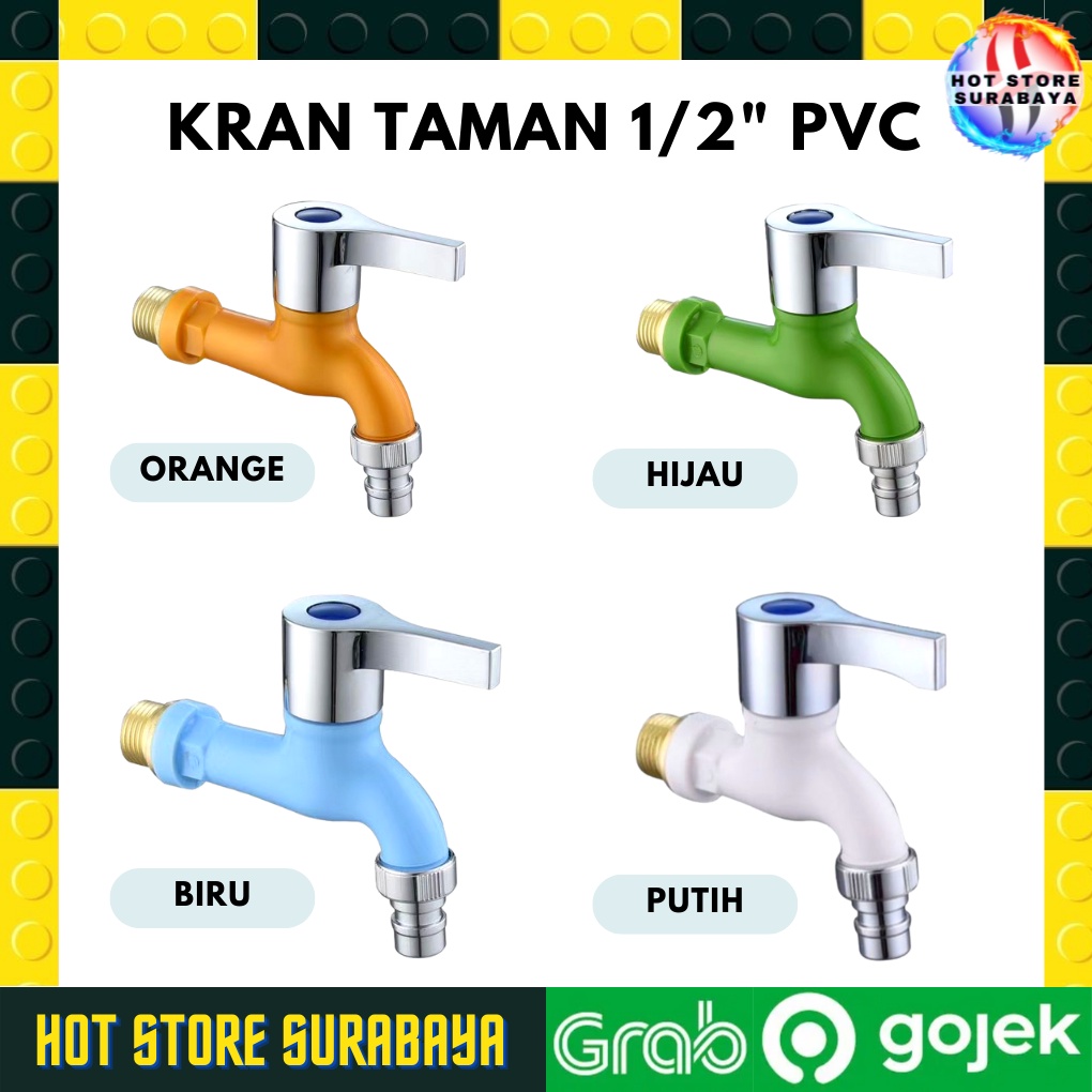 Jual Kran Air Plastik 1/2" Drat Kuningan / Keran Air Tembok ABS Kran ...