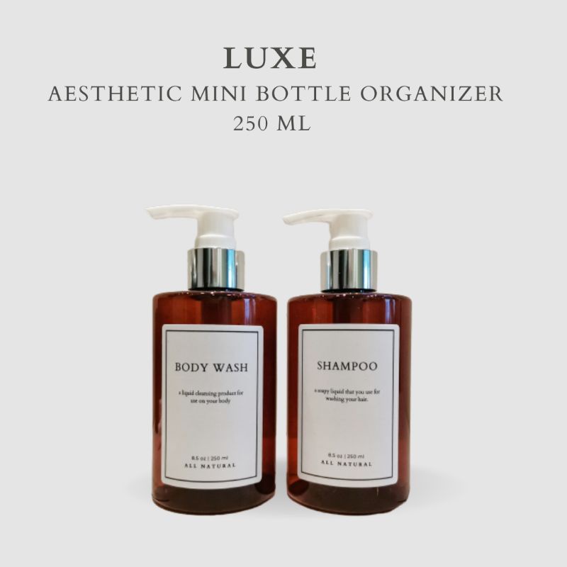 Jual LUXE Botol MINI AMBER Label KOTAK PUTIH 250 ml Aesthetic Bottle ...