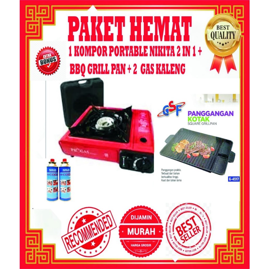 Jual TERMURAH PAKET NIKITA KOMPOR GAS PORTABLE 2 IN 1KOMPOR GAS ...