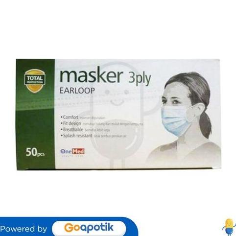 Jual ONE MED MASKER 3 PLY EARLOOP BOX 50 PCS t-apotek-mei | Shopee ...