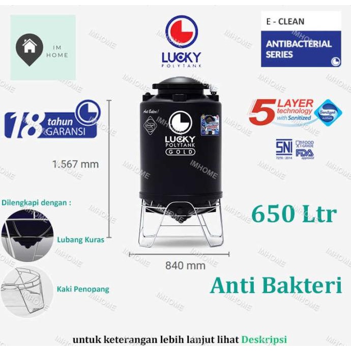 Jual Tangki / Toren Air Kaki 650 Liter LUCKY Gold Anti Bakteri 500 ...
