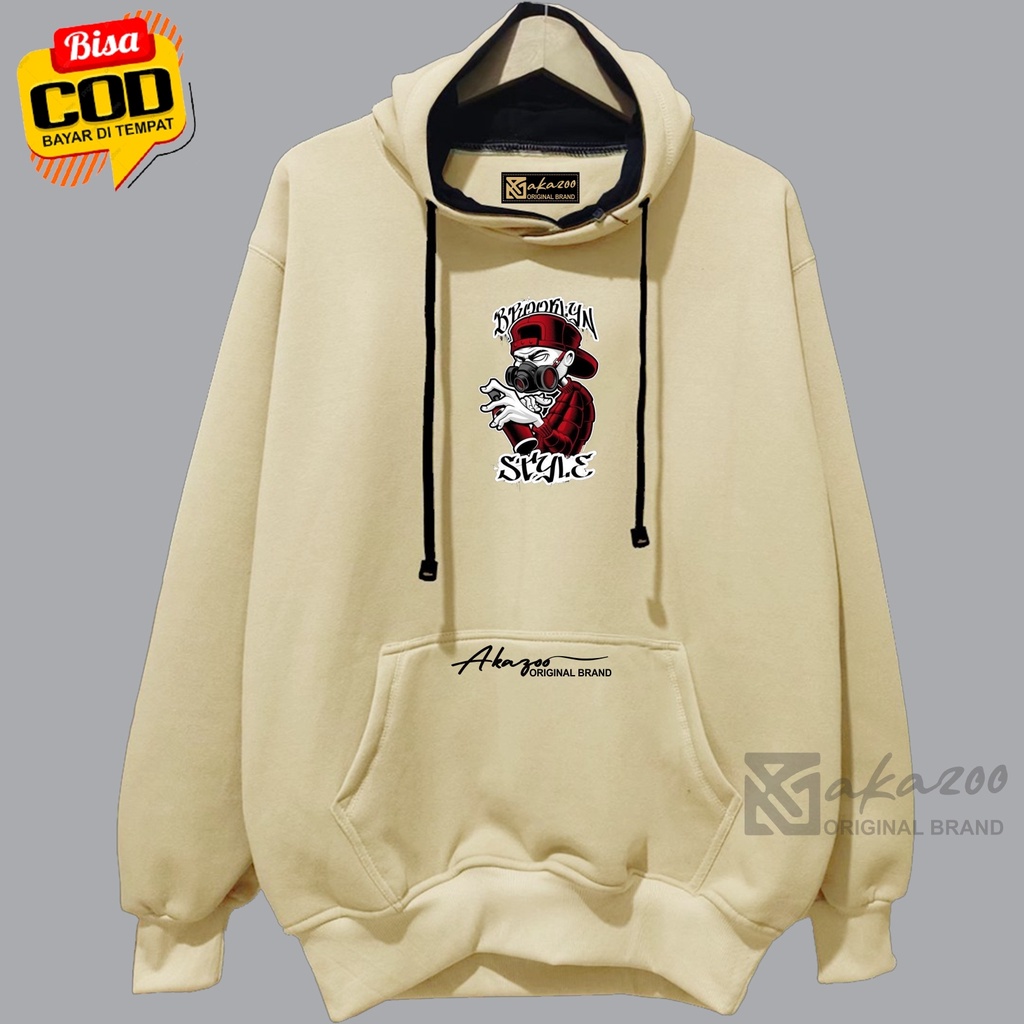 Jual hoodie pria distro tebal keren viral 2022 akazoo warna cream ...