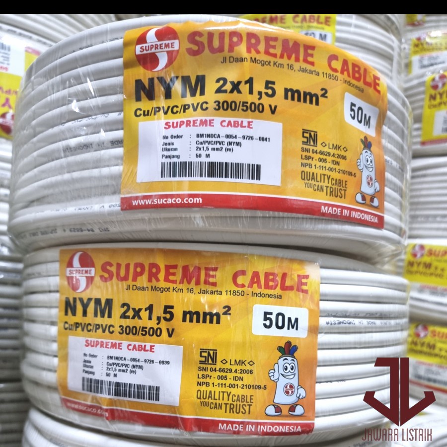 Jual SUPREME KABEL NYM 2X1,5 MM ROLLAN 50M 50 METER KAWAT | Shopee Indonesia
