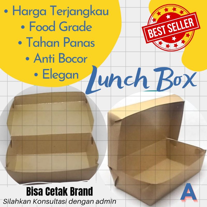 Jual Wadah Makan 20x13 cm Box Kue Kertas Lunch Box Isi 50pcs | Shopee ...