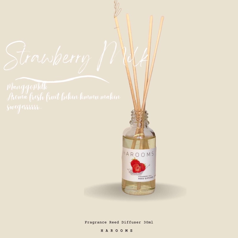 Jual H A R O O M S || Strawberry Milk Reed Diffuser 30ml || Pengharum ...