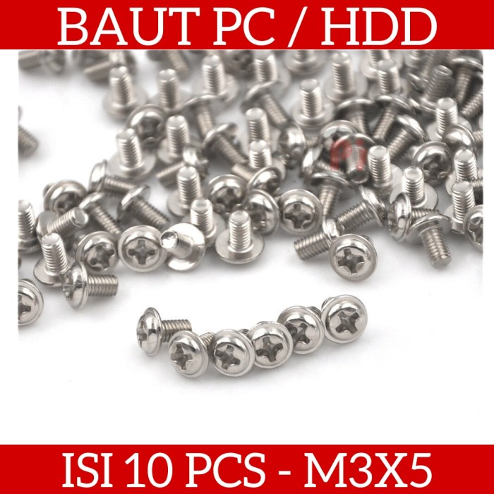 Jual Isi 10 Pcs Baut Skrup Untuk Komputer PC CPU SSD HDD ukuran M3 x ...