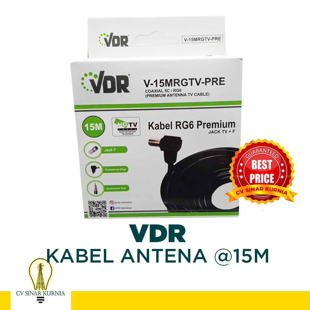 Jual KABEL ANTENA VDR VEDORA + JACK TV F 5C RG6 HITAM 15 METER GROSIR ...