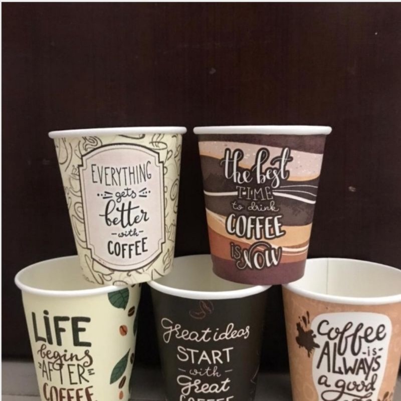 Jual Paper Cup Coffee MOTIF 8 oz 6,5 oz 8 OZ 6,5 OZ Gelas Kertas Kopi Kafe | Shopee Indonesia
