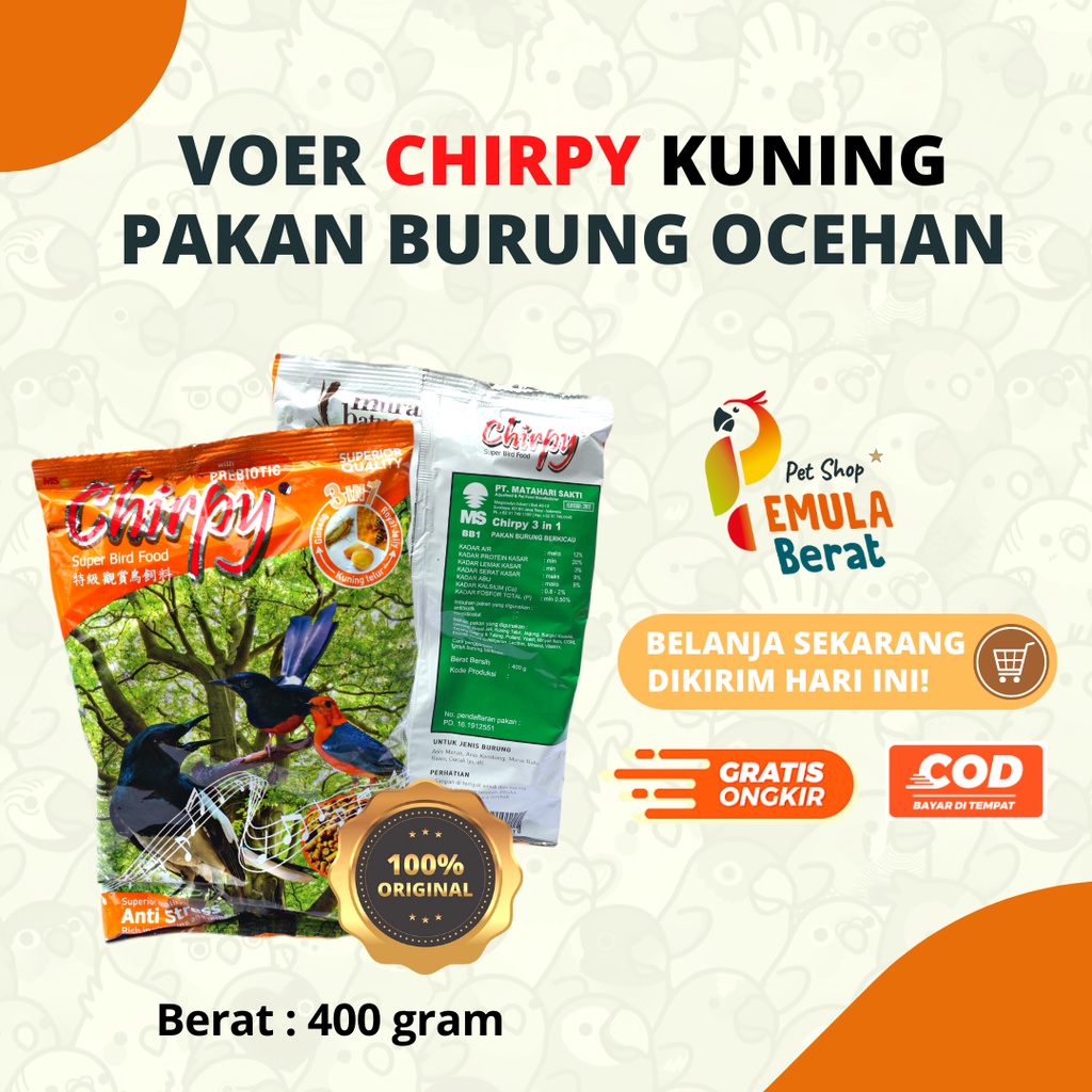 Jual PAKAN BURUNG VOER CIHRPY COKLAT MADU 400 GRAM PUR CIRPY VOER CIRPY ...