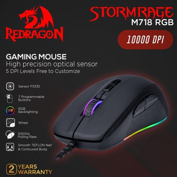 Jual Redragon Gaming Mouse RGB STORMRAGE - M718-RGB ready viral ...