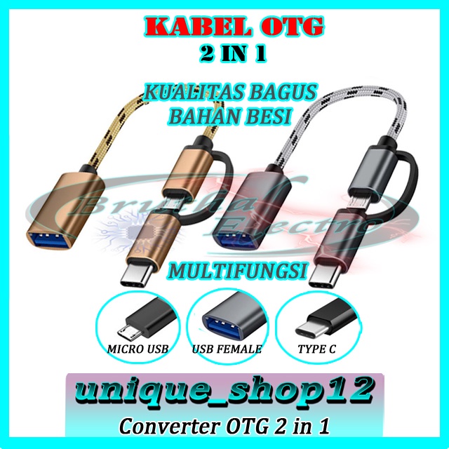 Jual Kabel OTG 2 in 1 Type C / Micro OTG Multifungsi Bahan Besi Hight ...