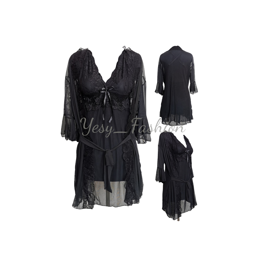 Jual KIMONO + INNER LINGERIE 3IN1 MOTIF BUNGA Coat+Sling KK31 | Shopee ...