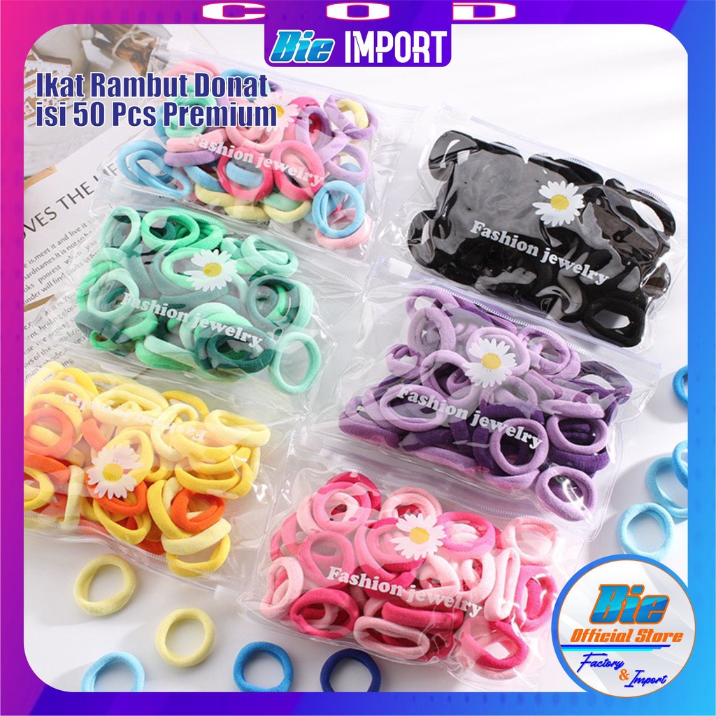Jual (isi 50 Pcs) IKAT RAMBUT DONAT IMPOR KOREAN STYLE FREE POUCH ...