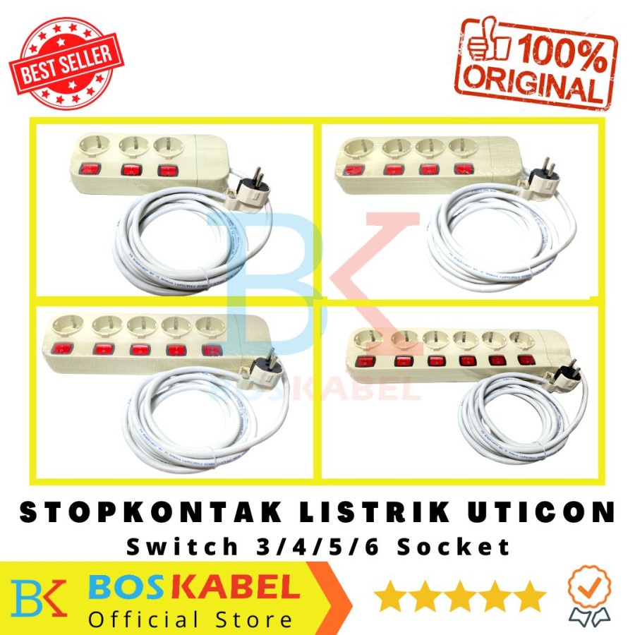Jual Stop Kontak Uticon 3 4 5 6 lubang saklar tersendiri / Uticon ...