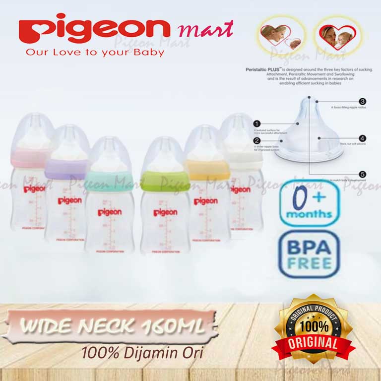 Jual BOTOL SUSU PIGEON WIDE NECK 160ML 240ML DAN NIPPLE PIGEON ...